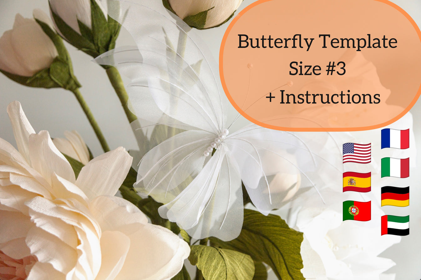 Template Size #3 How to make Giant Silk Butterfly Step-by-step Tutoria ...