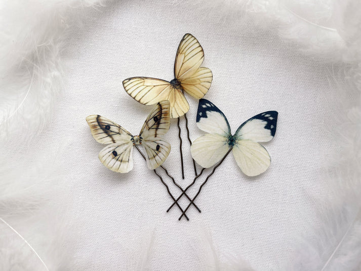 Set of 3 Silk Butterfly Hair Pins – Silk Butterflies
