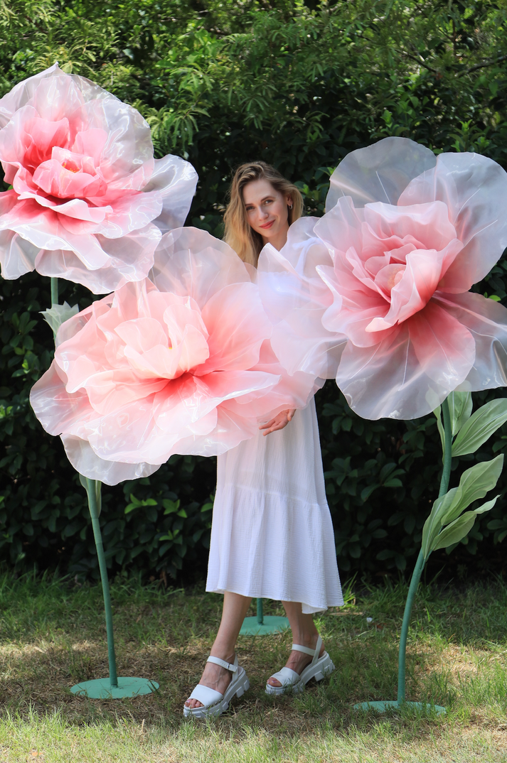 Custom Design Giant Silk Organza Peonies Set with Stems and Bases ...